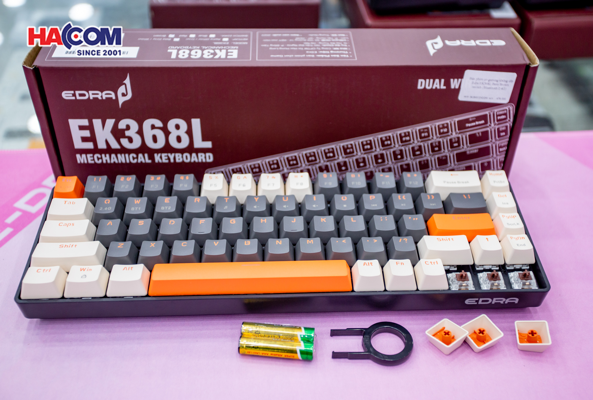 Bàn phím cơ gaming không dây Edra EK368L Beta Brown switch (Bluetooth/2.4G)