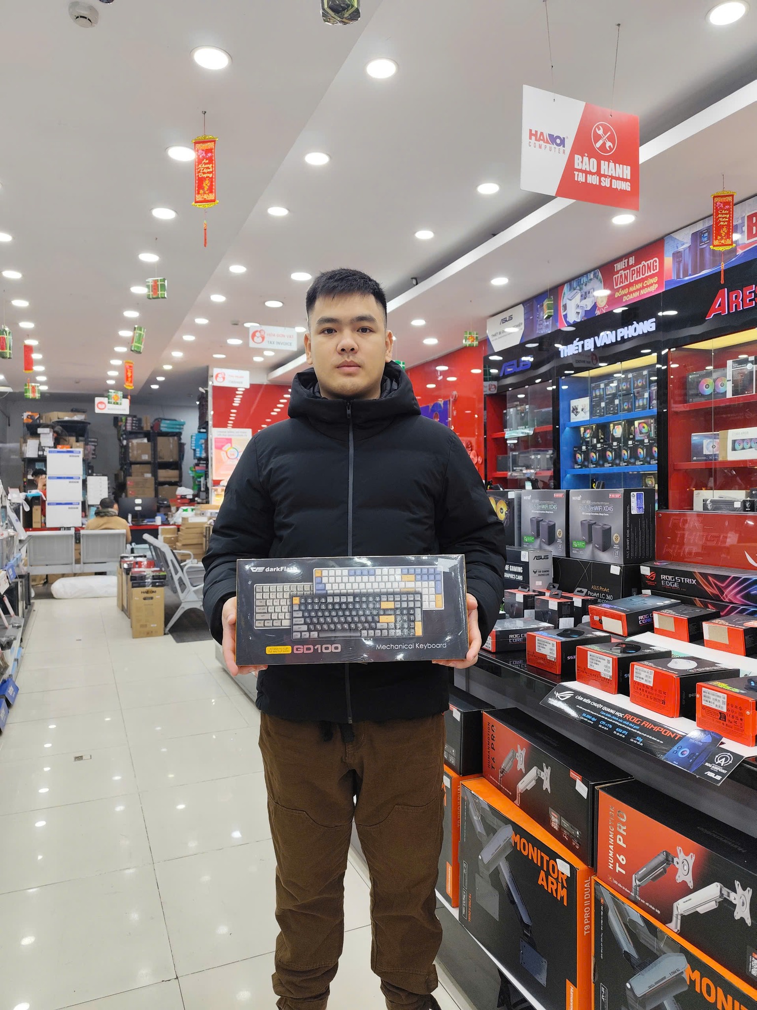 Bàn phím không dây DarkFlash GD100 Brown Sugar Yellow Switch(USB + Wireless 2.4G)