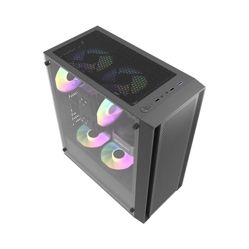 Vỏ Case Darkflash DK353 Black (Mid Tower/Màu Đen/ 3 Fan LED)