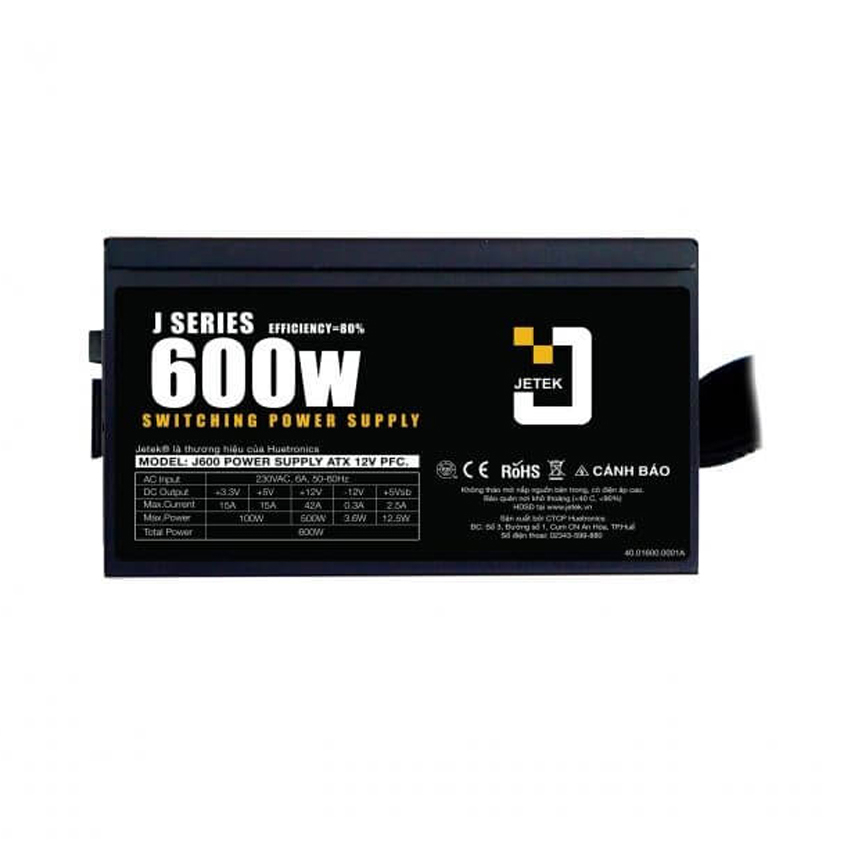 Nguồn Jetek J600 600W (Màu Đen/Dual CPU Cable) | Giá rẻ, trả góp 0%
