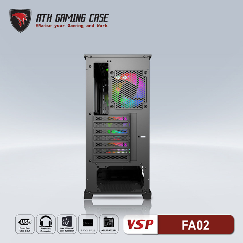 Vỏ Case VSP FA02 (ATX/Mid Tower/Màu Đen)